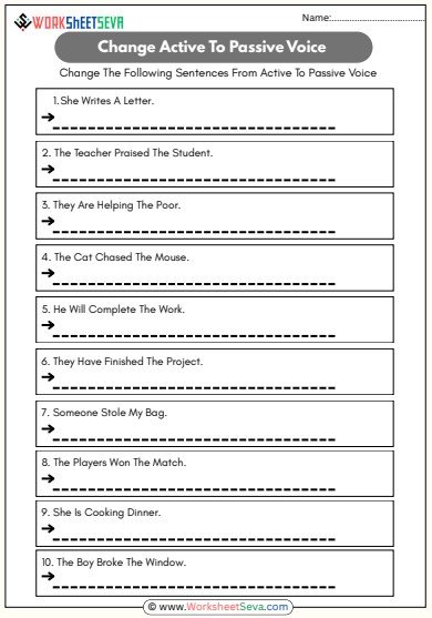 Change The Voice Worksheet Worksheet